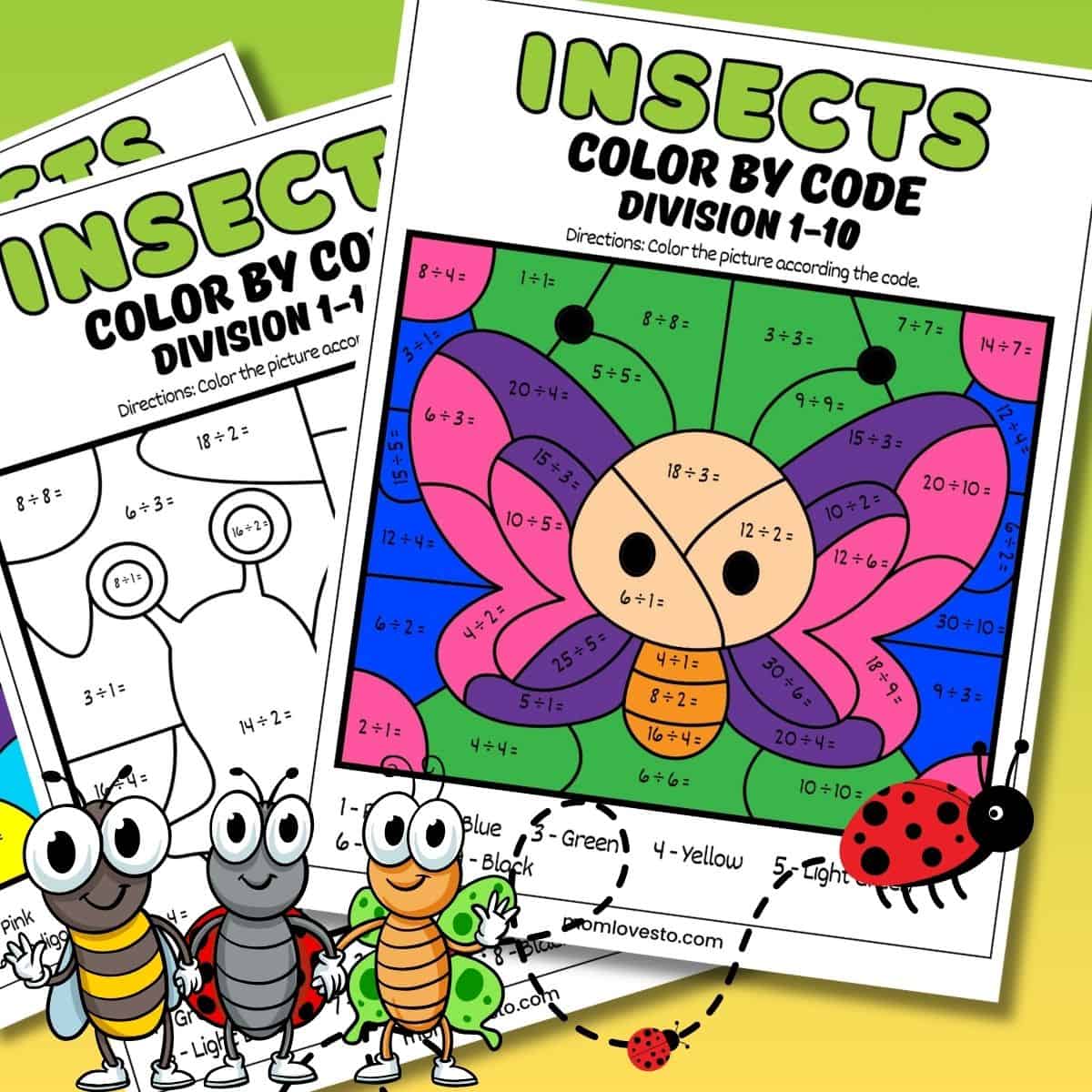 Fun Bug Color by Division Printables for Math Practice - Mom Loves To...
