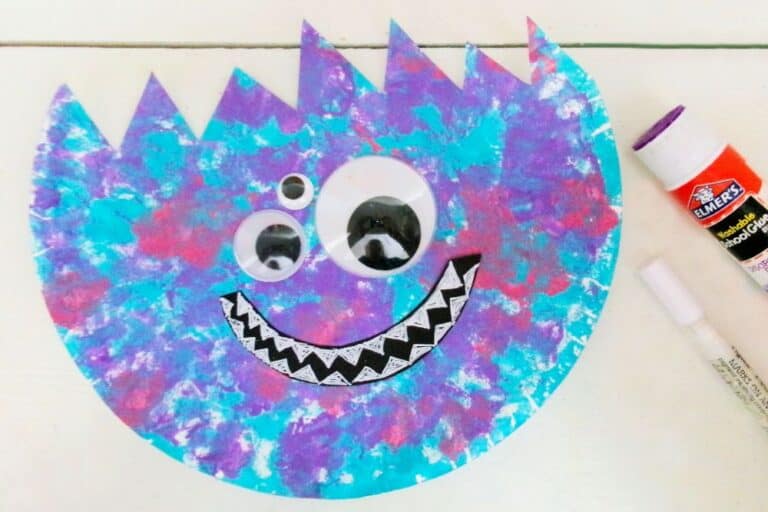 Cotton Ball Stamp Monster Paper Plate Craft for Kids - Mom Loves To...
