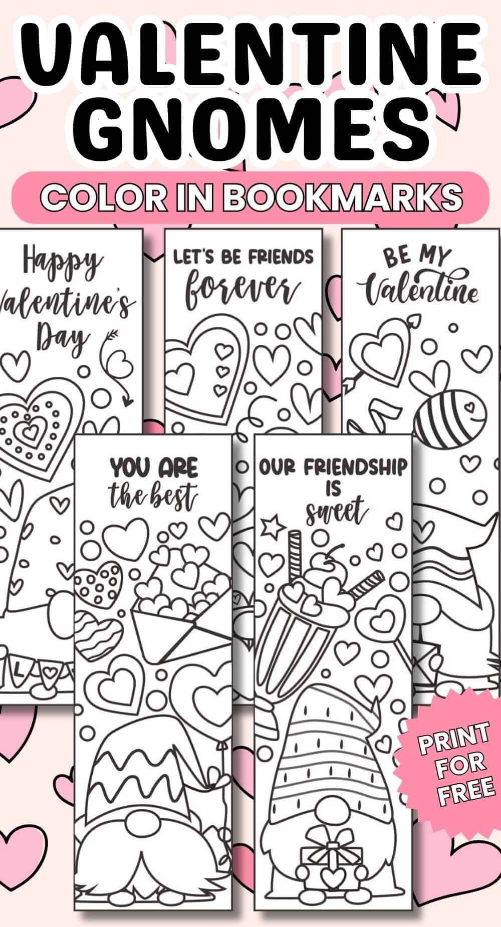 5 Adorable Valentine Gnome Bookmarks to Color & Use - Mom Loves To...