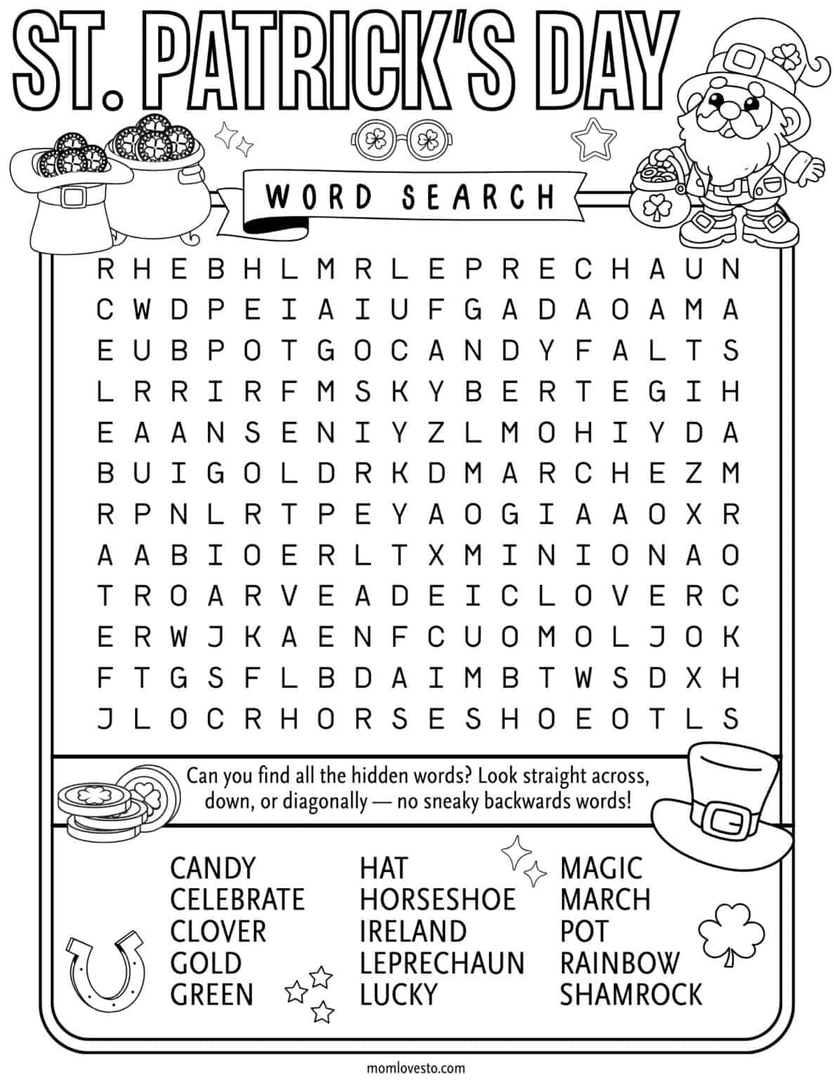Free St. Patrick’s Day Word Search Printable for Kids - Mom Loves To...