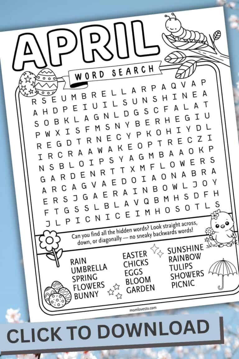 Free April Word Search Printable for Kids - Mom Loves To...